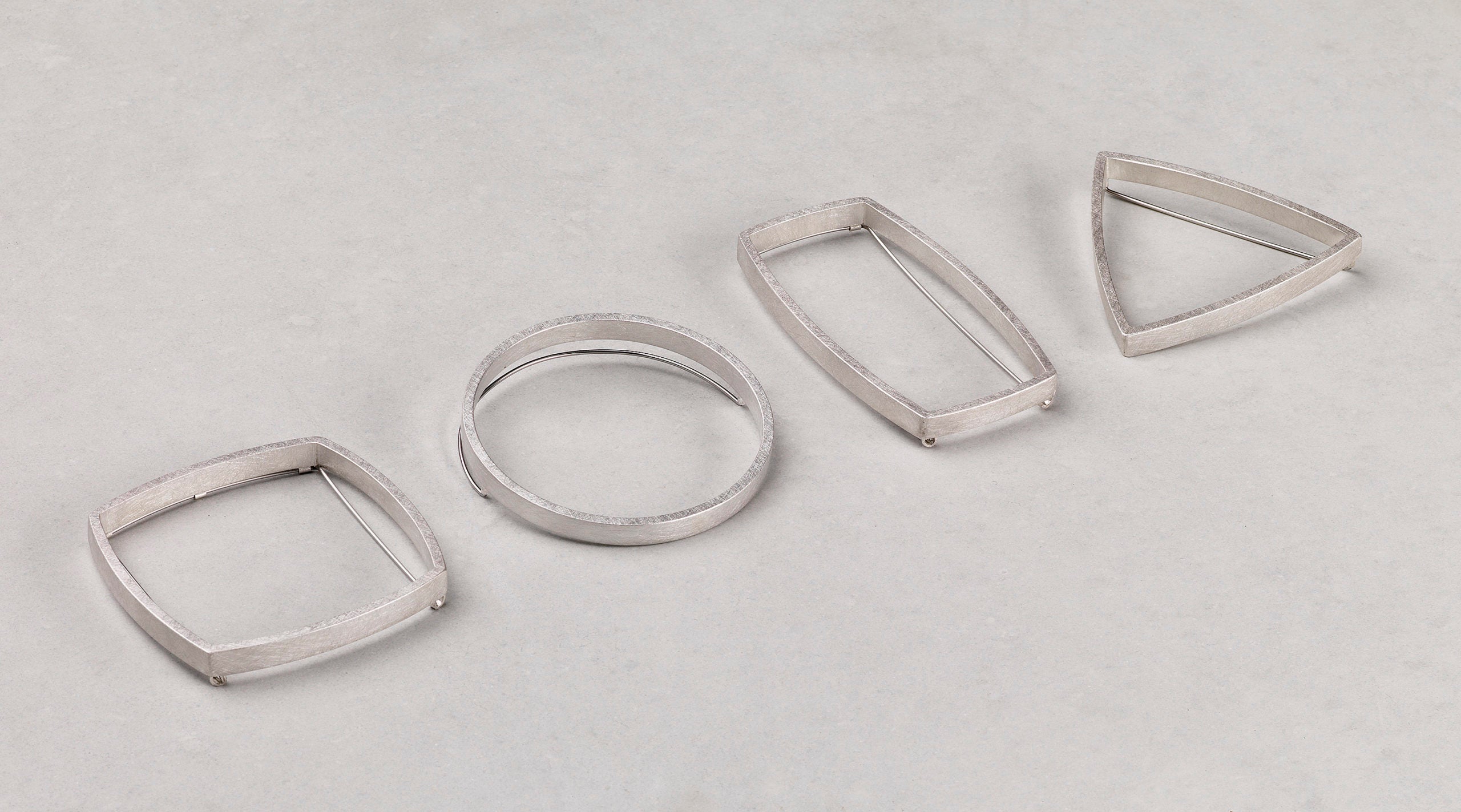 Curved Brooch Sterling Silver Square